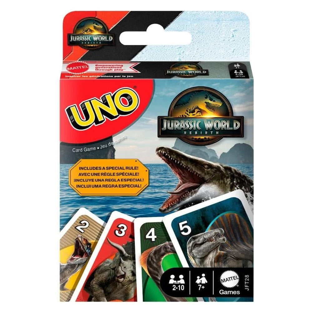UNO Jurassic World Rebirth Card Game with Themed Deck & Special Rule