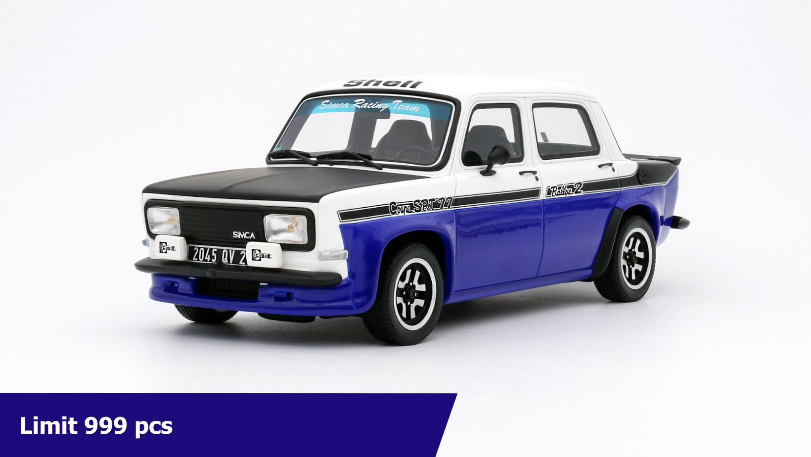 OTTO 1:18 Scale Resin Model Car - 1977 SIMCA 1000 RALLYE 2 SRT, BLUE/W